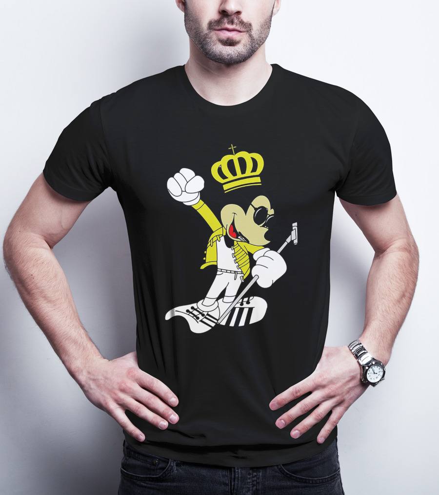 Freddie Mercury Mickey Mouse Crown Pose With Microphone T-Shirt