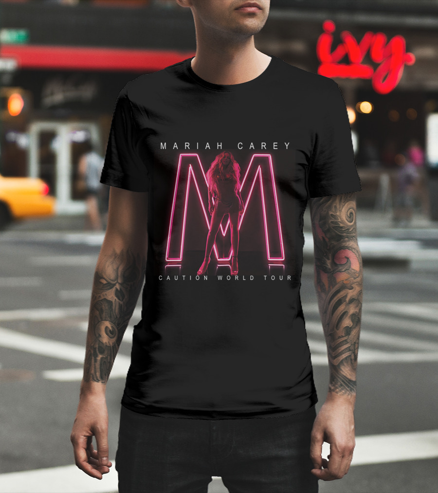 Mariah Carey Neon M Silhouette Caution World Tour T-Shirt