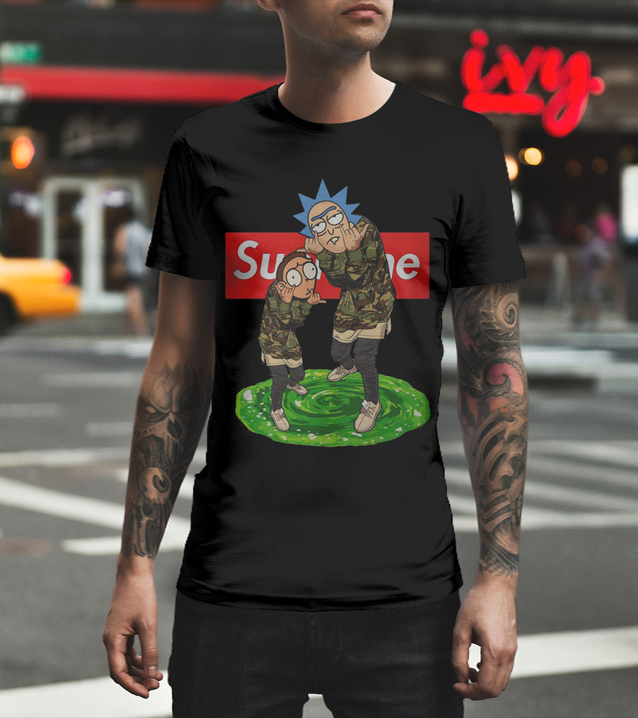 Rick And Morty Supreme Portal Streetwear Camo T-Shirt