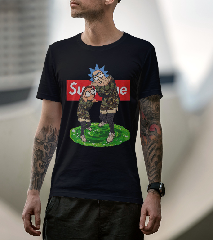 Rick And Morty Supreme Portal Streetwear Camo T-Shirt