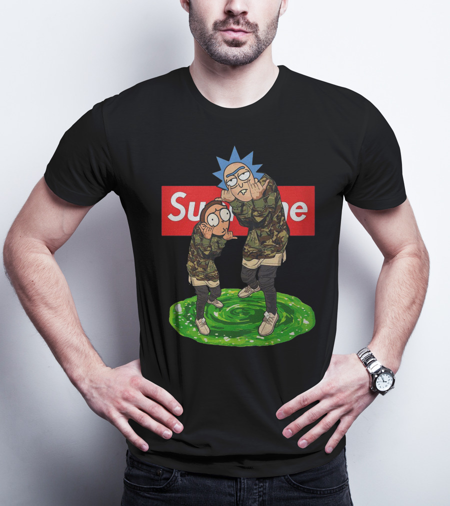 Rick And Morty Supreme Portal Streetwear Camo T-Shirt