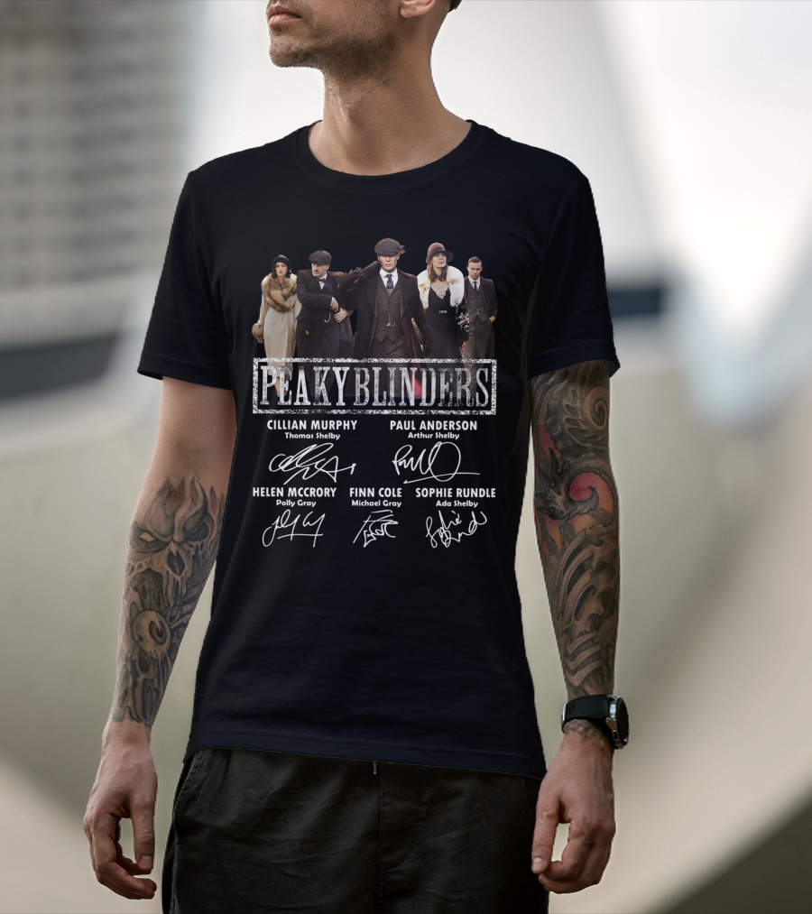 Peaky Blinders Cast Signatures Cillian Murphy Paul Anderson Helen McCrory Finn Cole Sophie Rundle T-Shirt
