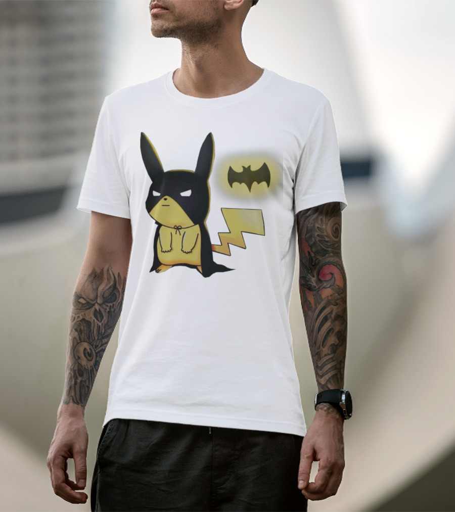 Pikachu Batman Crossover With Iconic Bat T-Shirt