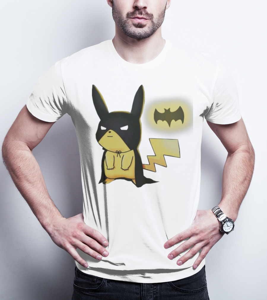 Pikachu Batman Crossover With Iconic Bat T-Shirt
