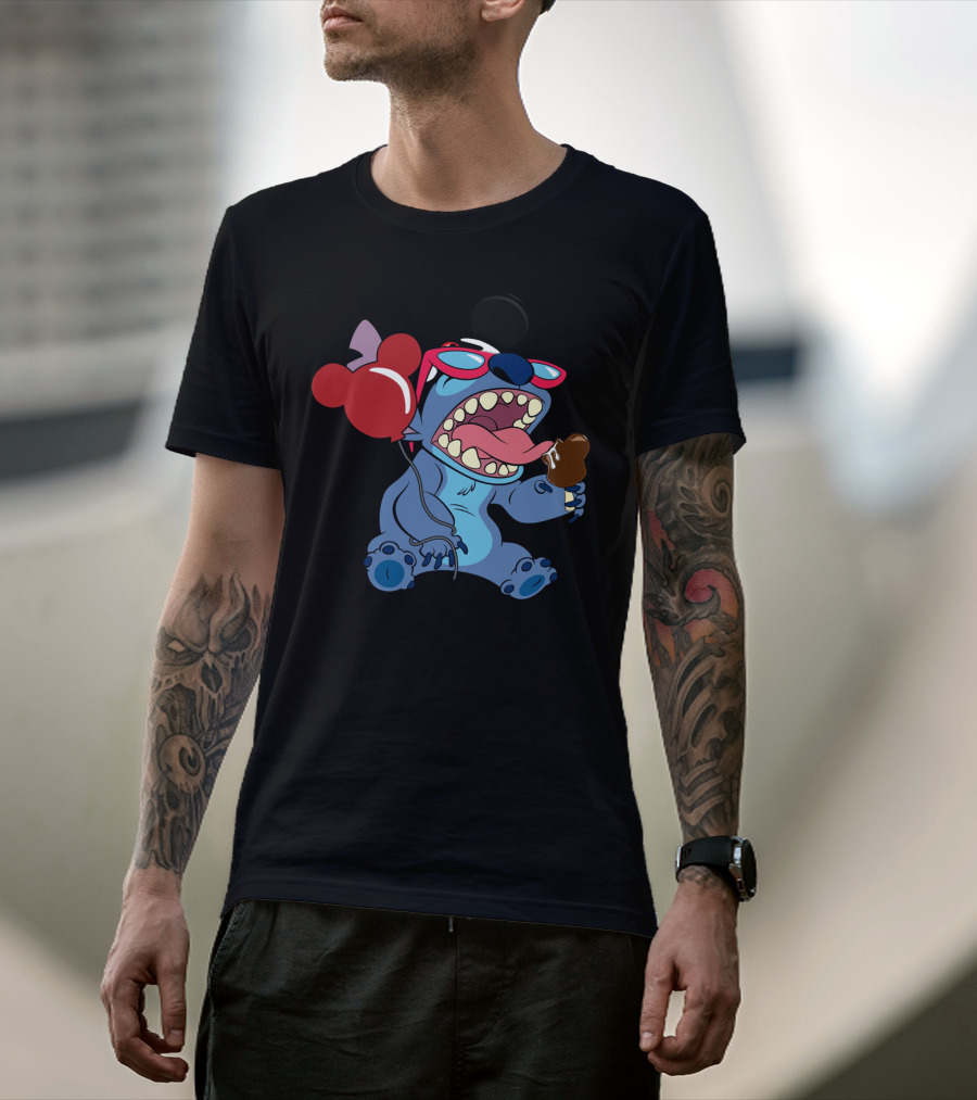 Stitch Vacay Mode With Ice Cream And Mickey Balloon T-Shirt