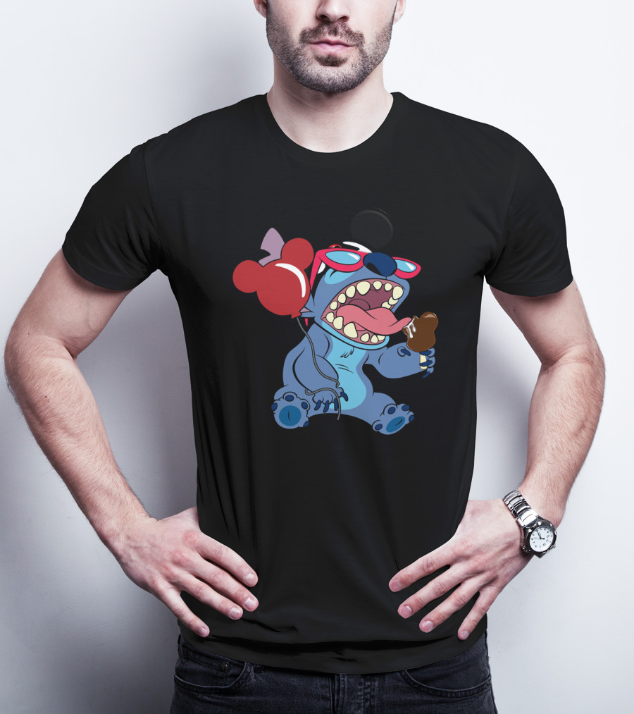 Stitch Vacay Mode With Ice Cream And Mickey Balloon T-Shirt