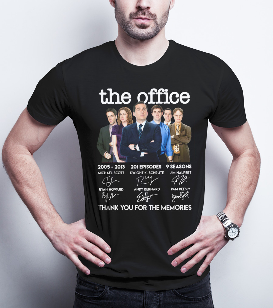 The Office 2005-2013 Thank You For The Memories 201 Episodes 9 Seasons Michael Scott Dwight K. Schrute Jim Halpert Pam Beesly Ryan Howard Andy Bernard T-Shirt