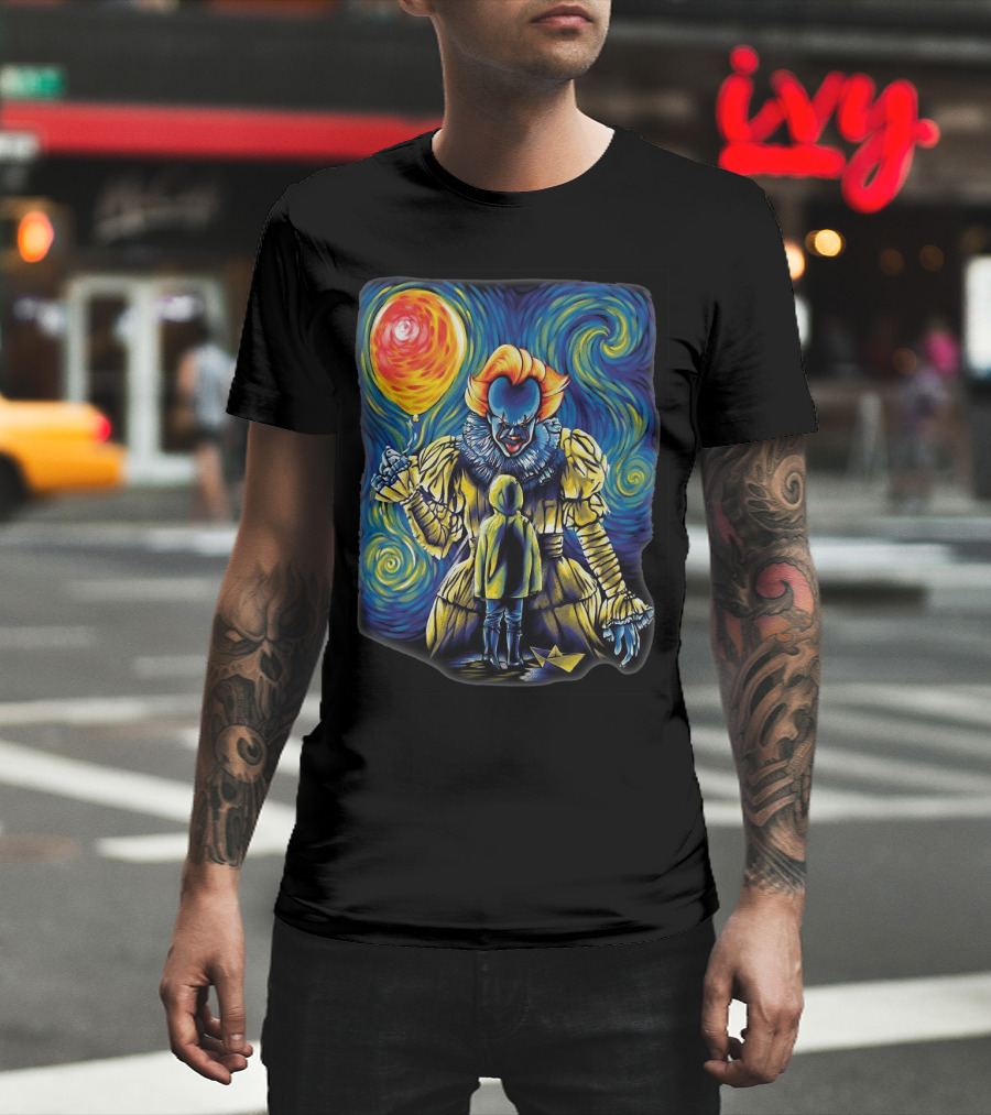 Starry Night Pennywise And Georgie Balloon Encounter T-Shirt