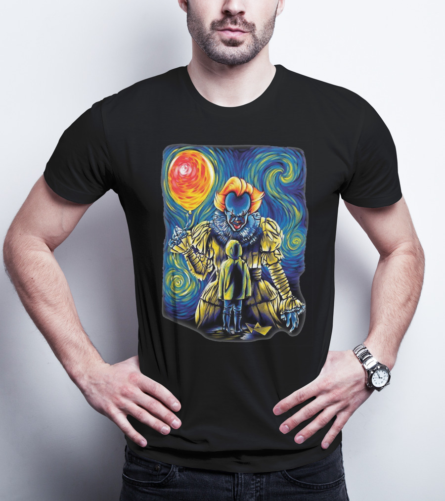 Starry Night Pennywise And Georgie Balloon Encounter T-Shirt
