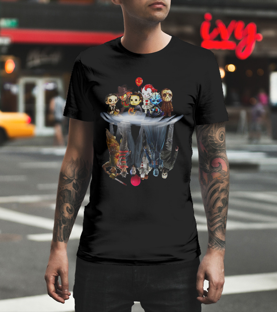 Michael Myers Jason Voorhees Freddy Joker Pennywise Hellraiser Horror Icons Reflection Balloon T-Shirt