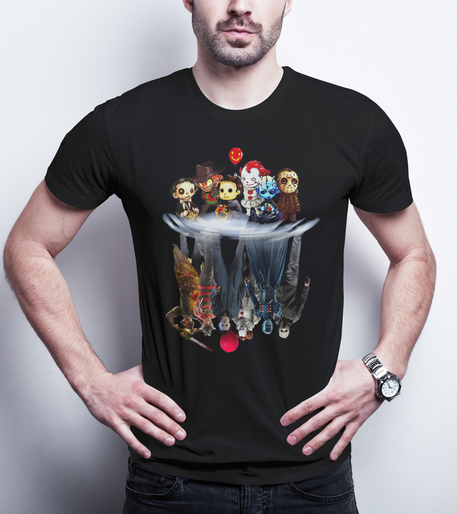 Michael Myers Jason Voorhees Freddy Joker Pennywise Hellraiser Horror Icons Reflection Balloon T-Shirt