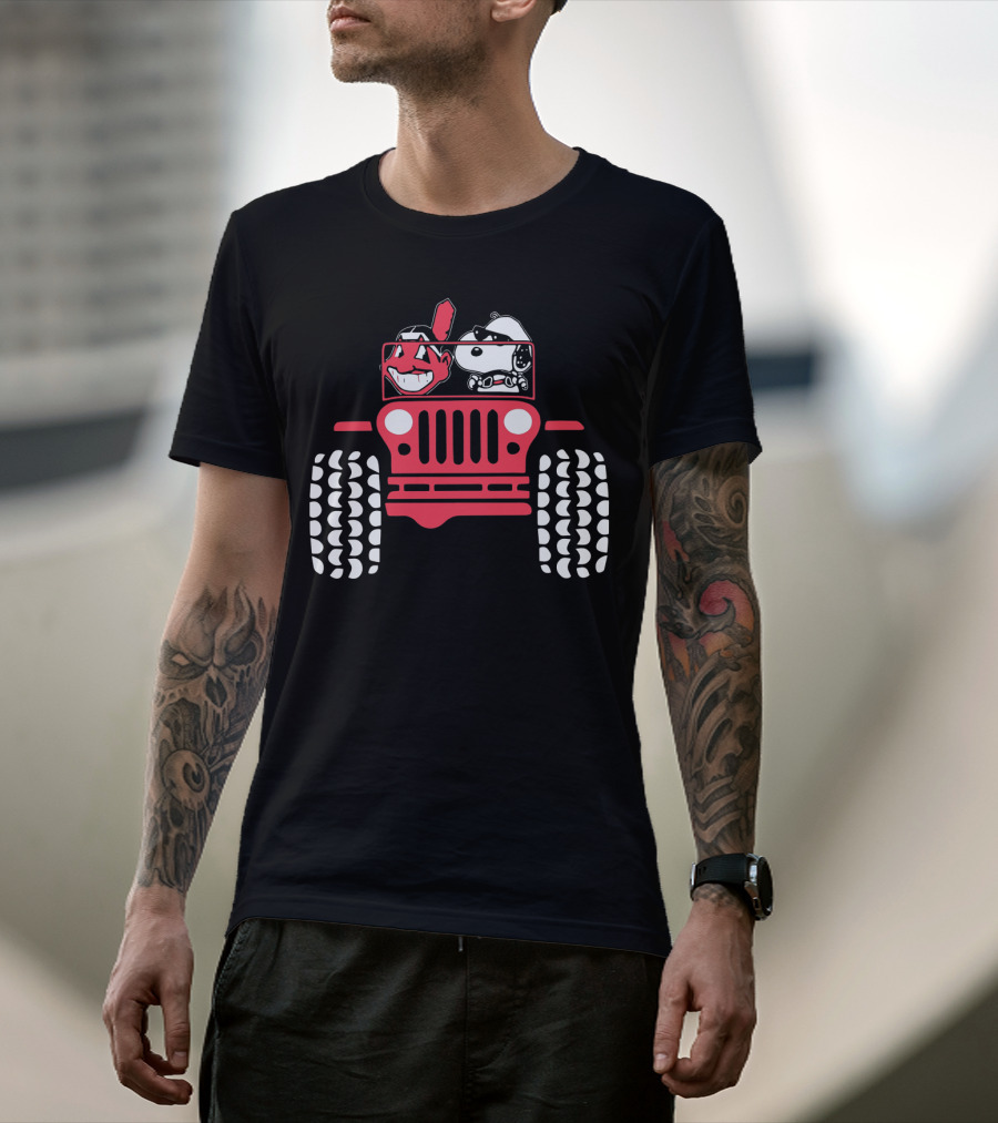 Snoopy Cleveland Indians Jeep Adventure T-Shirt