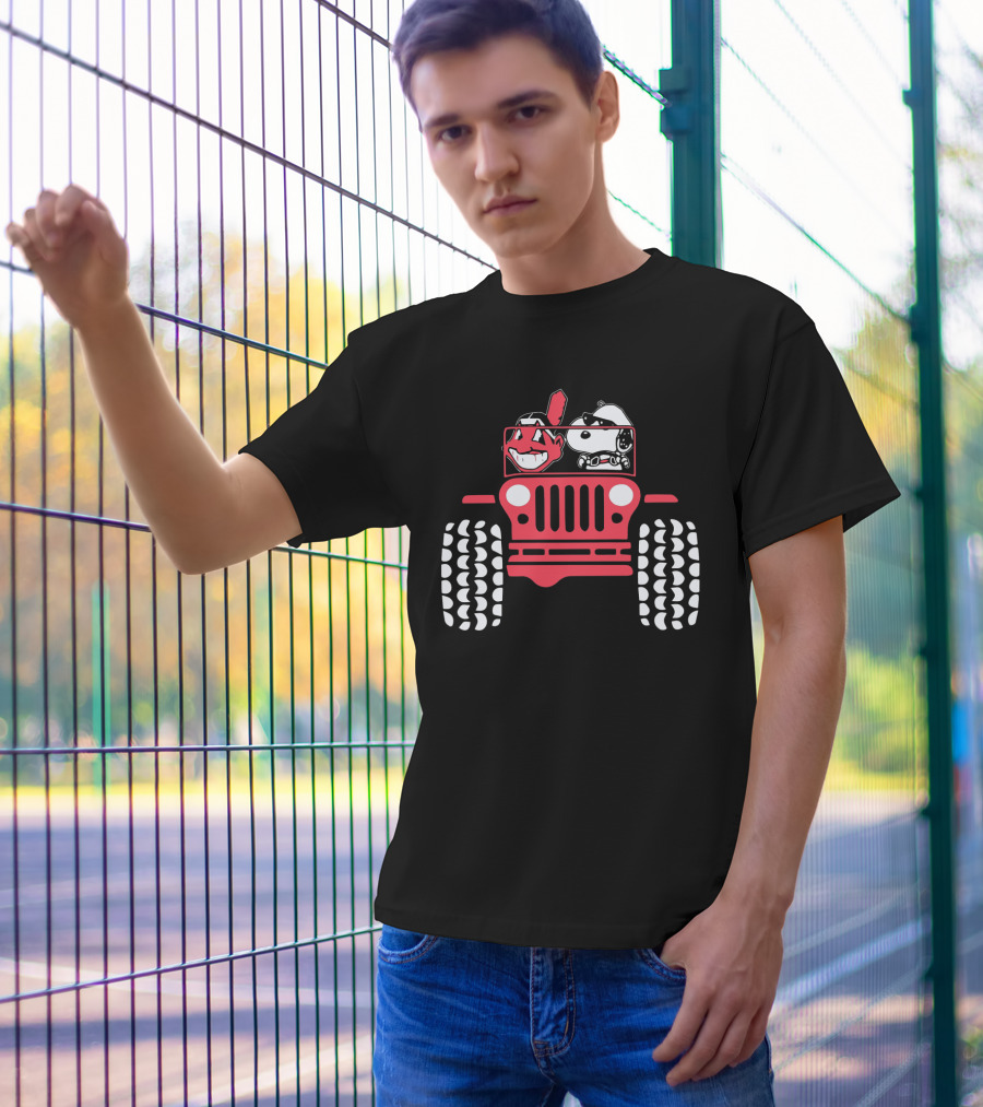 Snoopy Cleveland Indians Jeep Adventure T-Shirt