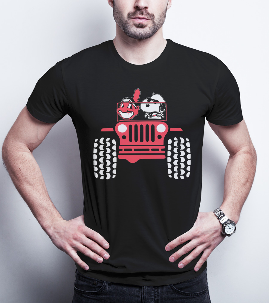 Snoopy Cleveland Indians Jeep Adventure T-Shirt