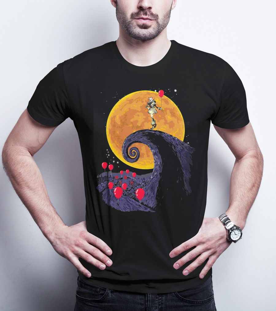 Pennywise The Nightmare Before Halloween Balloon Moon Scene T-Shirt