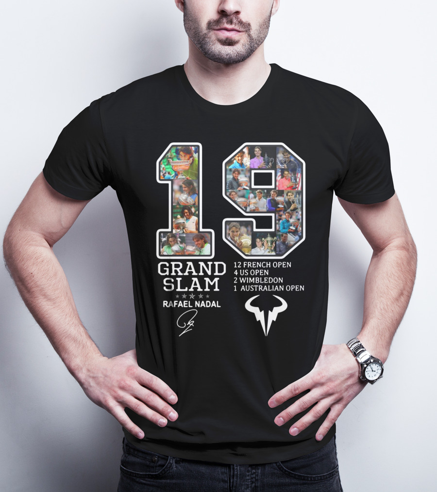 Rafael Nadal 19 Grand Slam Titles French Open US Open Wimbledon Australian Open T-Shirt