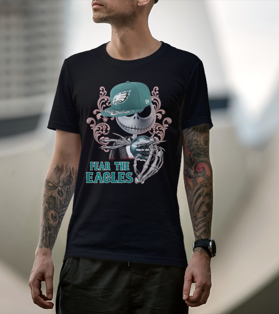 Jack Skellington Fear The Eagles Philadelphia Football T-Shirt