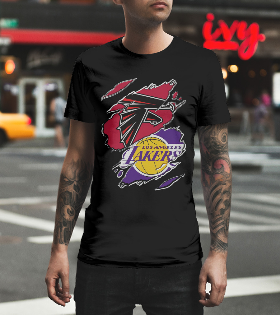 Atlanta Falcons Los Angeles Lakers Logo Mashup T-Shirt