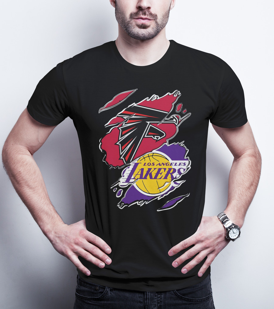 Atlanta Falcons Los Angeles Lakers Logo Mashup T-Shirt