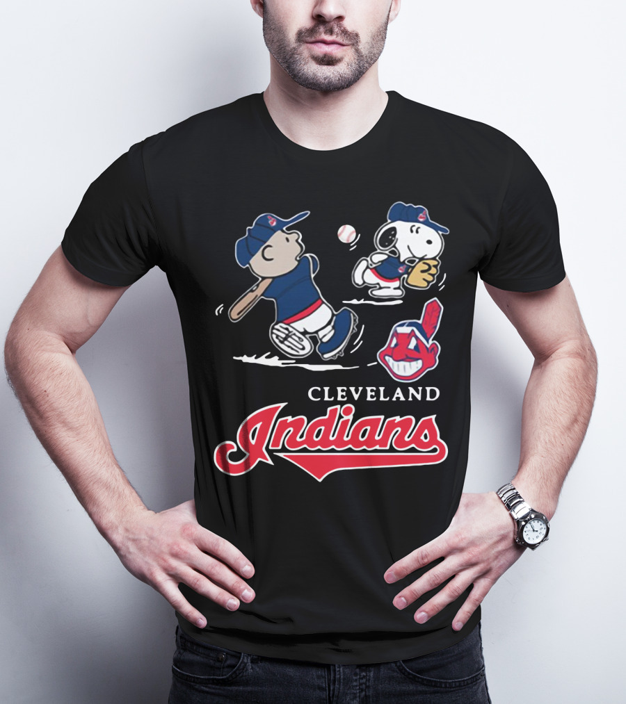 Charlie Brown Snoopy Cleveland Indians Baseball Peanuts T-Shirt