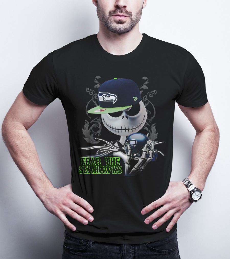 Fear The Seahawks Jack Skellington Seattle Seahawks T-Shirt