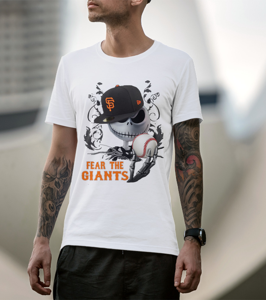 Jack Skellington Fear The Giants San Francisco Baseball Cap Spooky T-Shirt