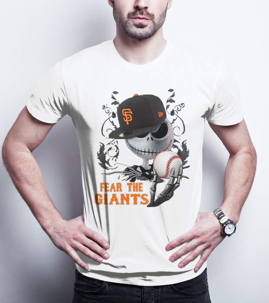 Jack Skellington Fear The Giants San Francisco Baseball Cap Spooky T-Shirt