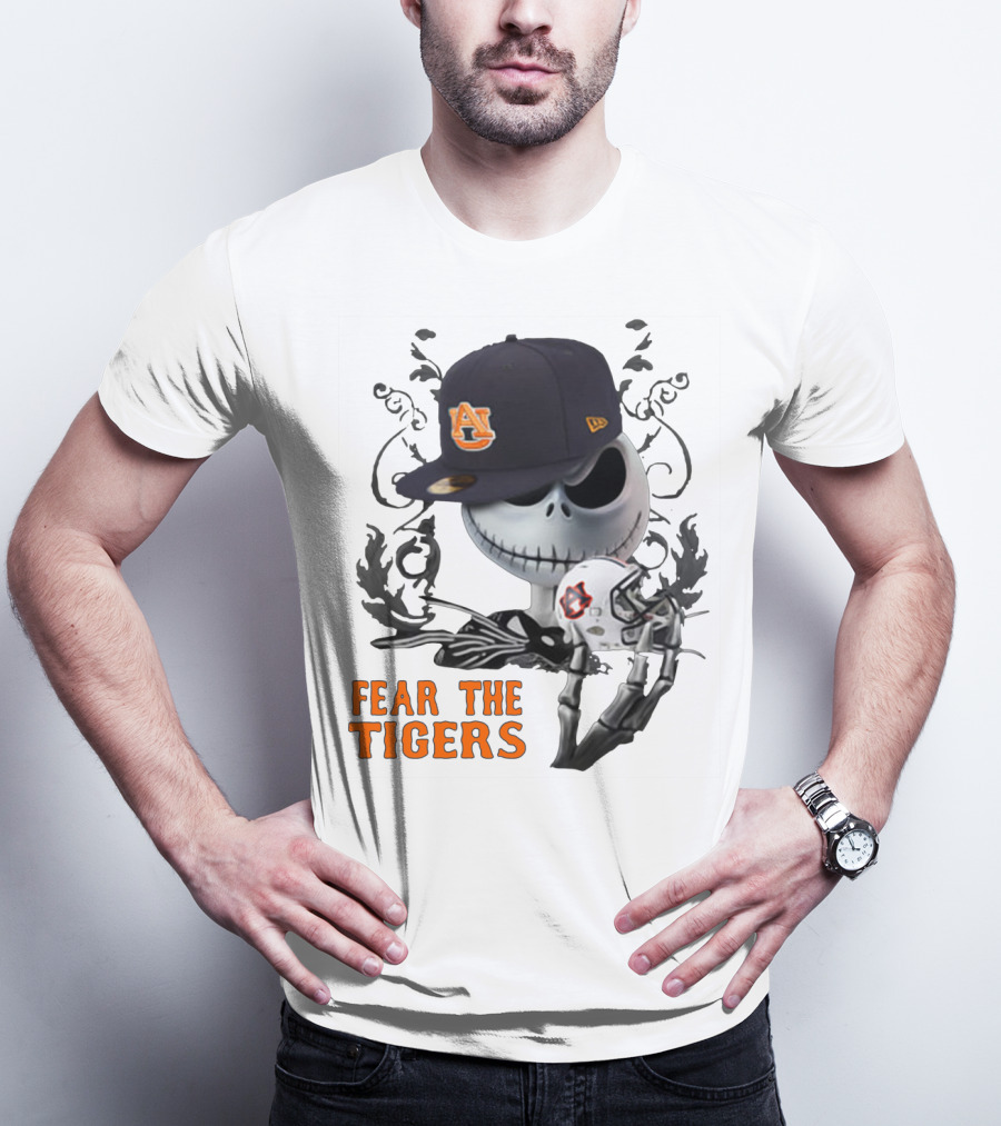 Fear The Auburn Tigers Jack Skellington Helmet And Hat T-Shirt