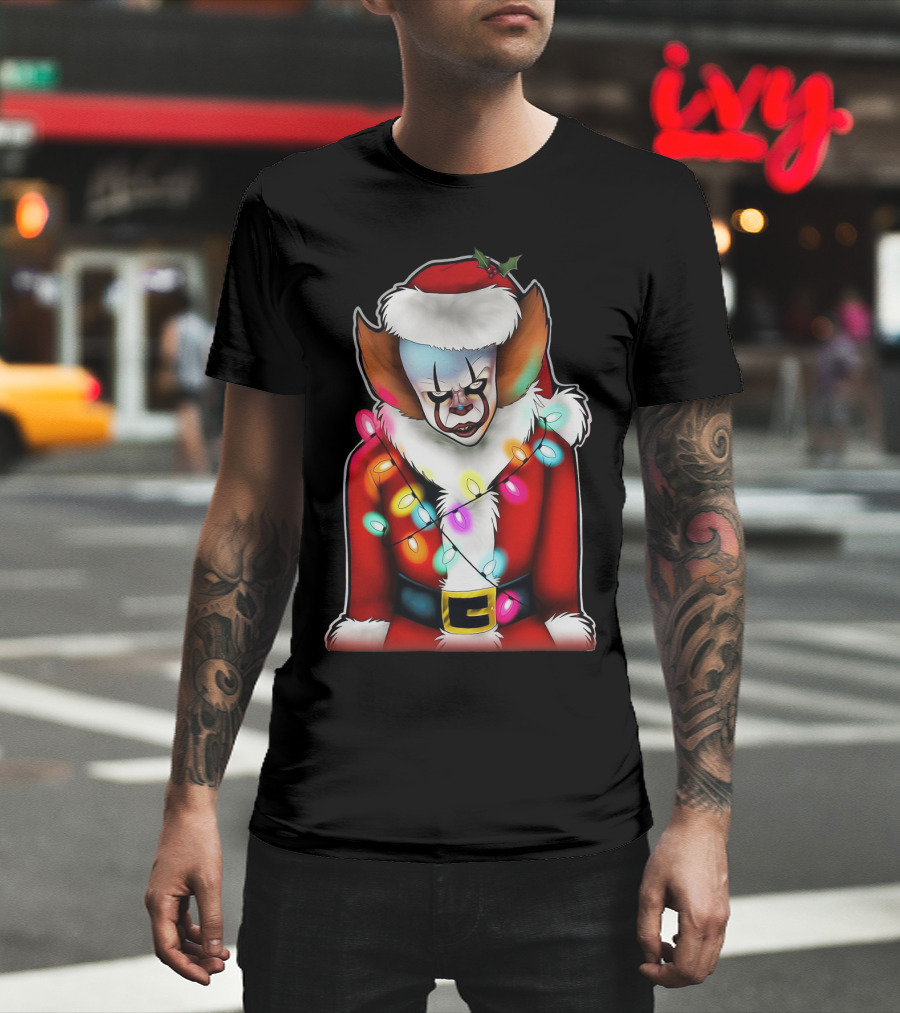Pennywise Santa Claus Christmas Lights T-Shirt