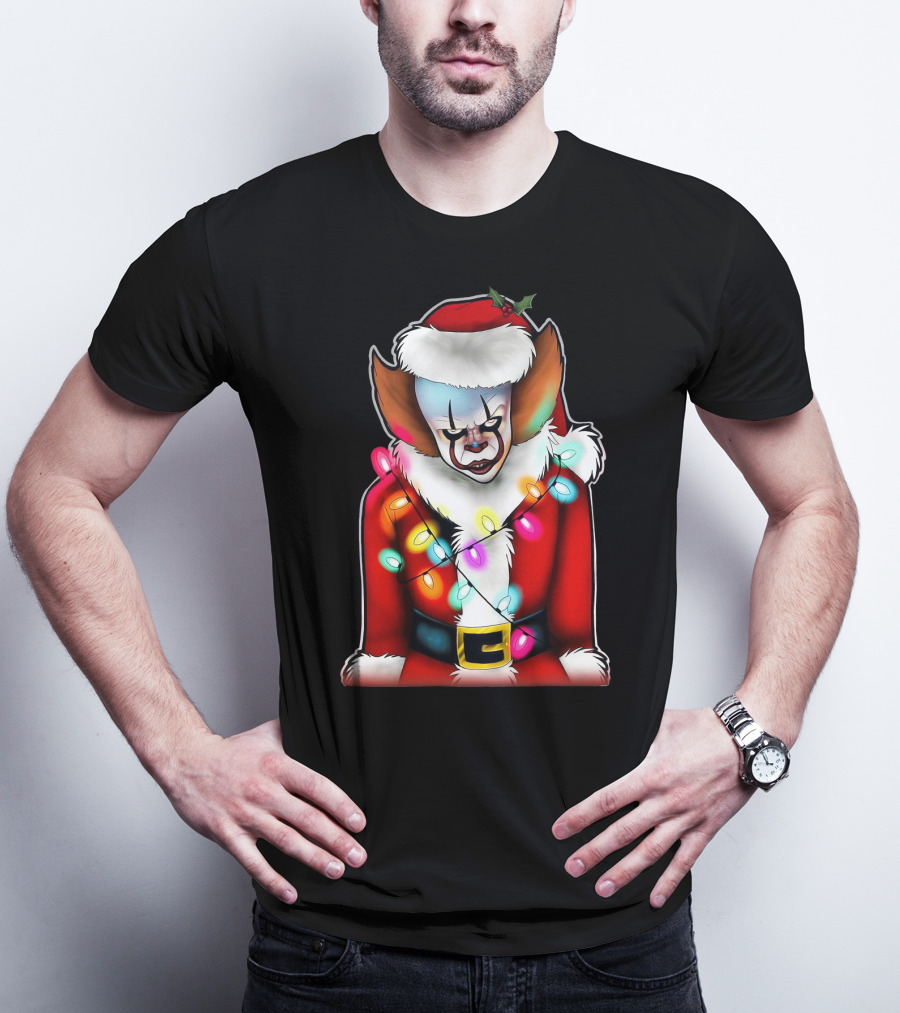 Pennywise Santa Claus Christmas Lights T-Shirt