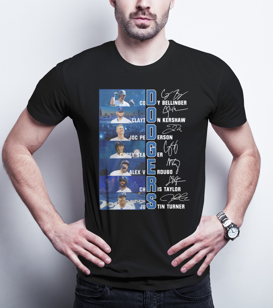 Dodgers Cody Bellinger Clayton Kershaw Joc Pederson Corey Seager Alex Verdugo Chris Taylor Justin Turner T-Shirt