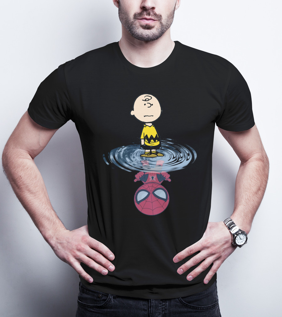 Charlie Brown Standing Over Spider-Man Reflection T-Shirt