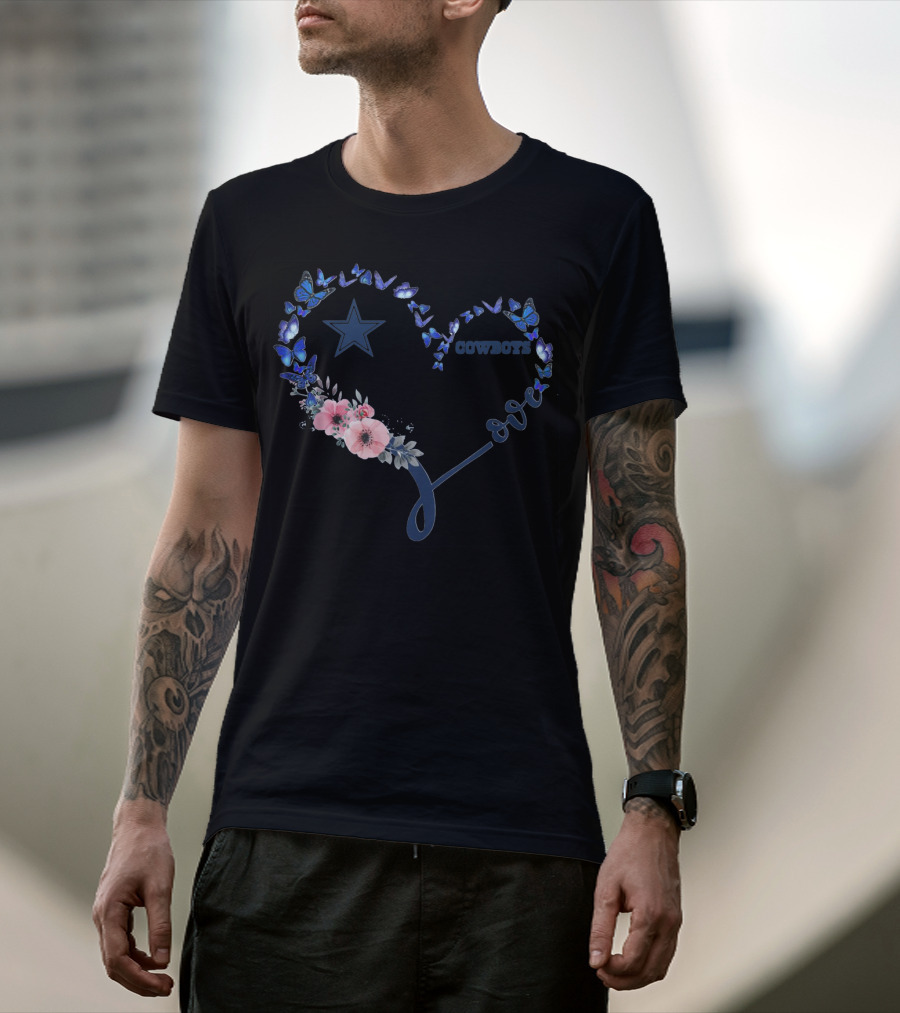Dallas Cowboys Heart Butterfly Love T-Shirt