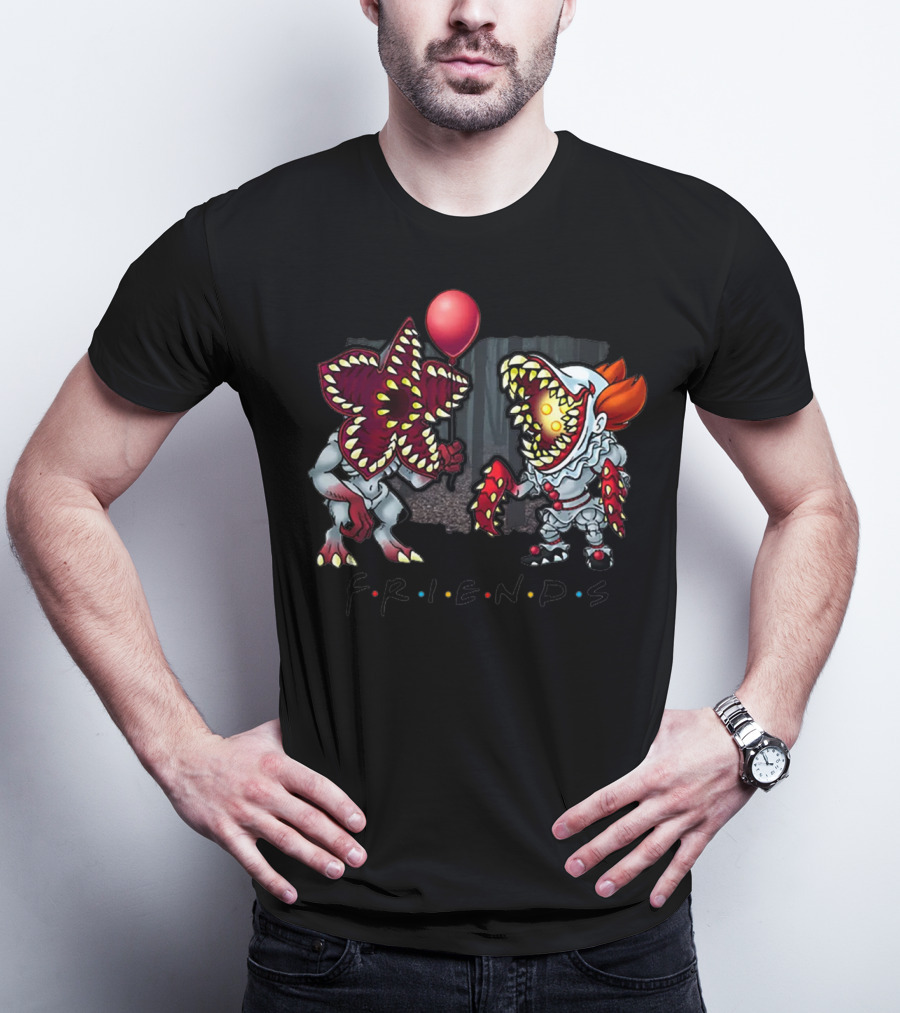 Stranger Things Demogorgon And Pennywise IT Friends Halloween T-Shirt