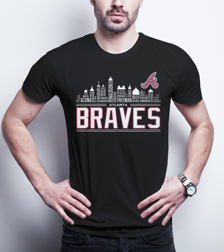 Atlanta Braves City Skyline Player Names T-Shirt