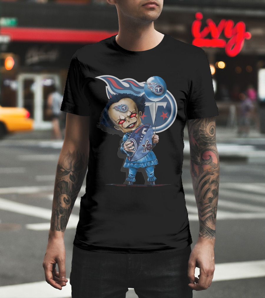 Pennywise Tennessee Titans Football Horror Mashup T-Shirt