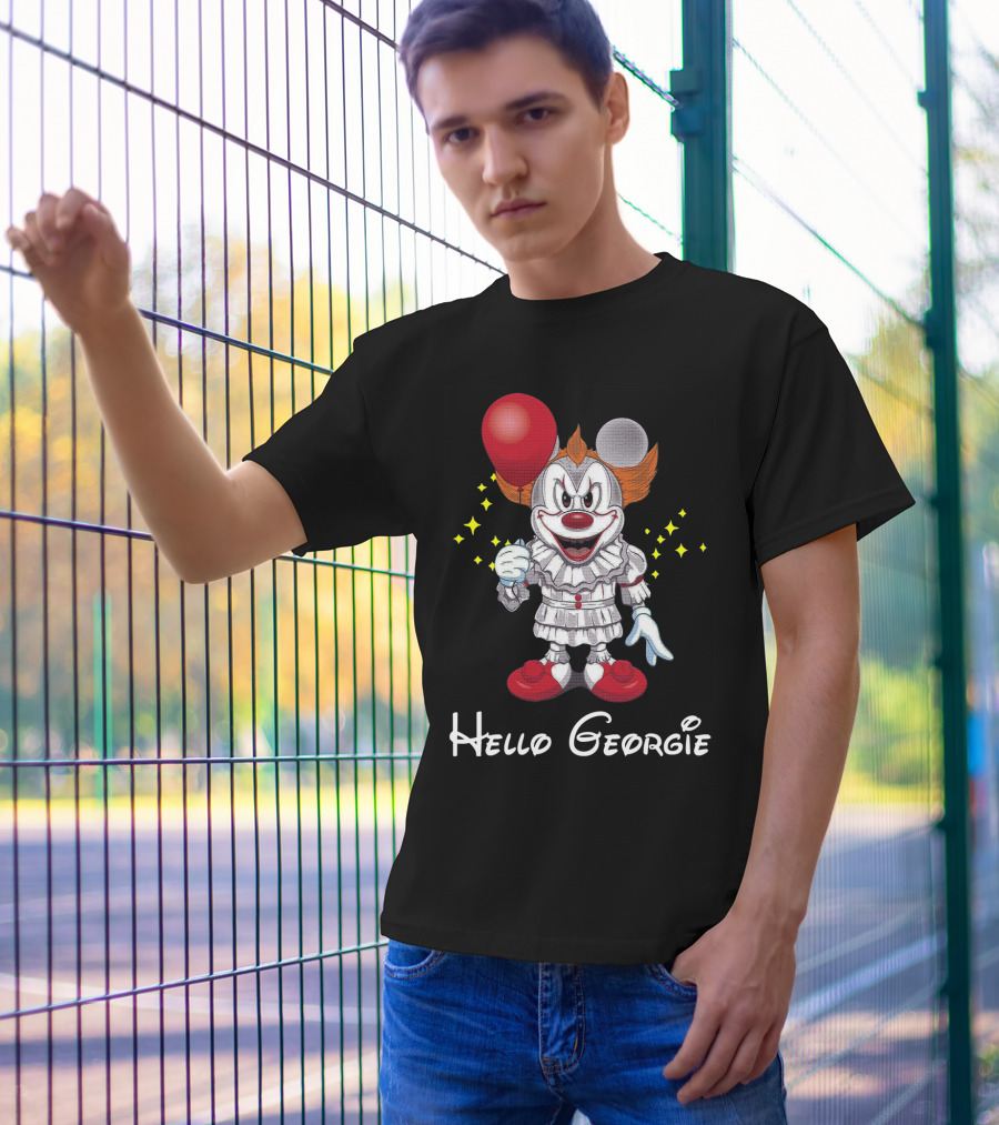 Mickey Pennywise Hello Georgie Clown Balloon Crossover T-Shirt