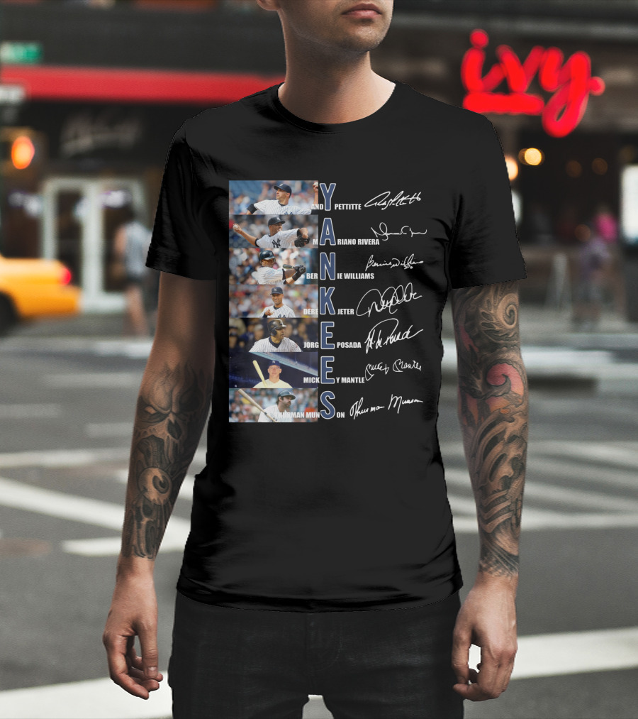 Yankees Andy Pettitte Mariano Rivera Bernie Williams Derek Jeter Jorge Posada Mickey Mantle Thurman Munson T-Shirt