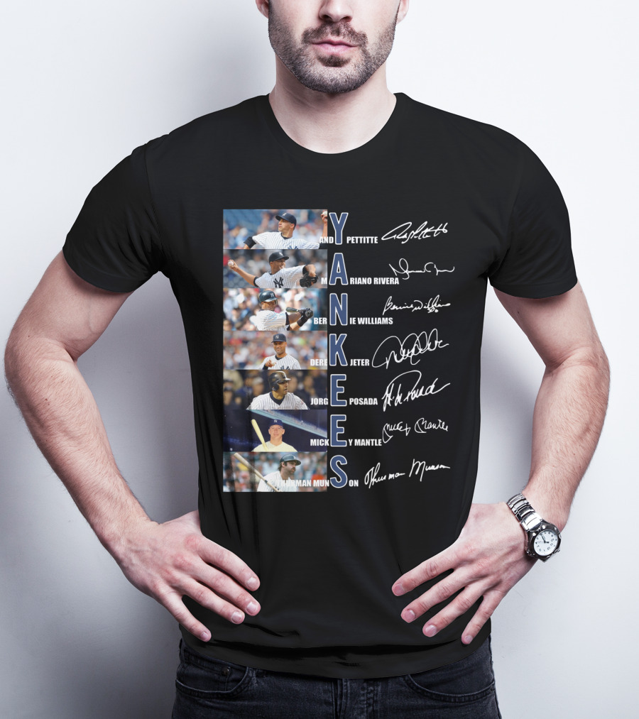 Yankees Andy Pettitte Mariano Rivera Bernie Williams Derek Jeter Jorge Posada Mickey Mantle Thurman Munson T-Shirt
