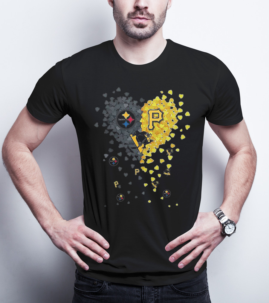 Pittsburgh Steelers Penguins Pirates Heart T-Shirt