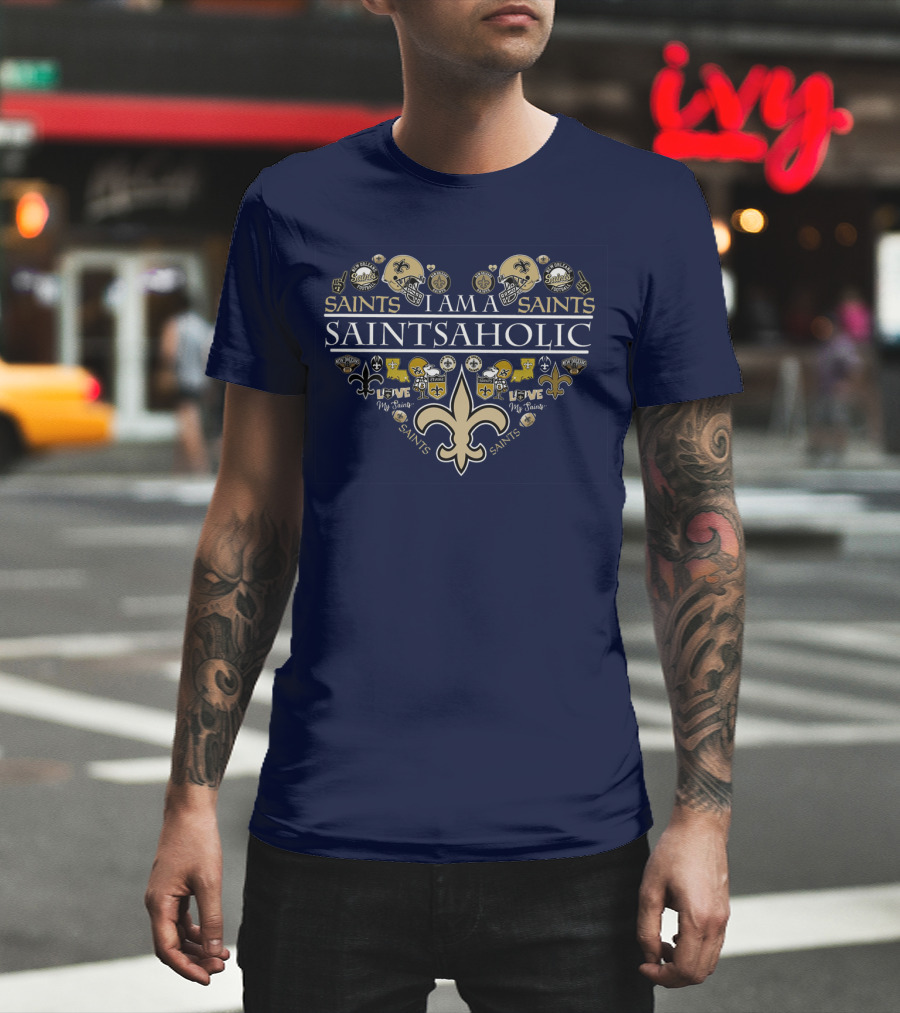 I Am A Saints Aholic Love My Saints Football Helmets Icons Fans T-Shirt