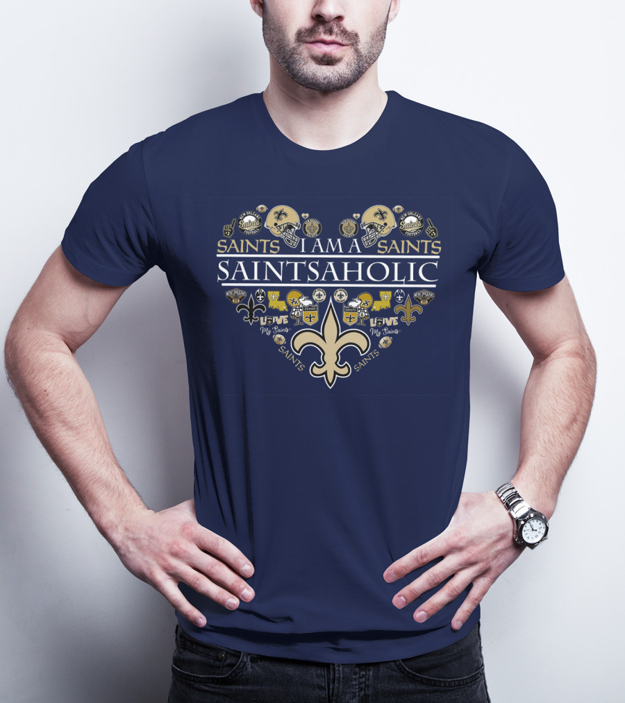 I Am A Saints Aholic Love My Saints Football Helmets Icons Fans T-Shirt
