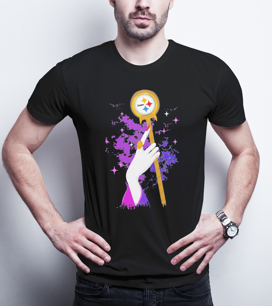 Pittsburgh Steelers Magic Wand With Logo Witches Theme T-Shirt