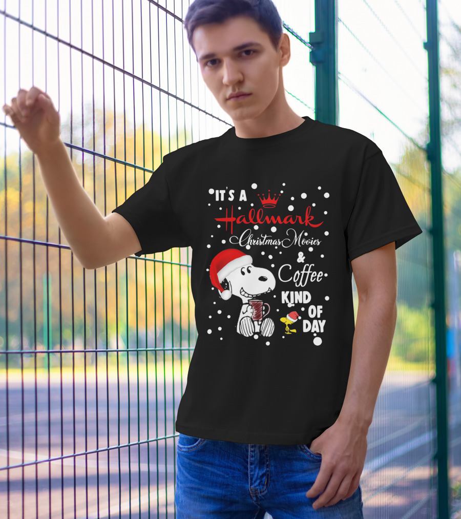 It's A Hallmark Christmas Movies And Coffee Kind Of Day Snoopy And Woodstock T-Shirt