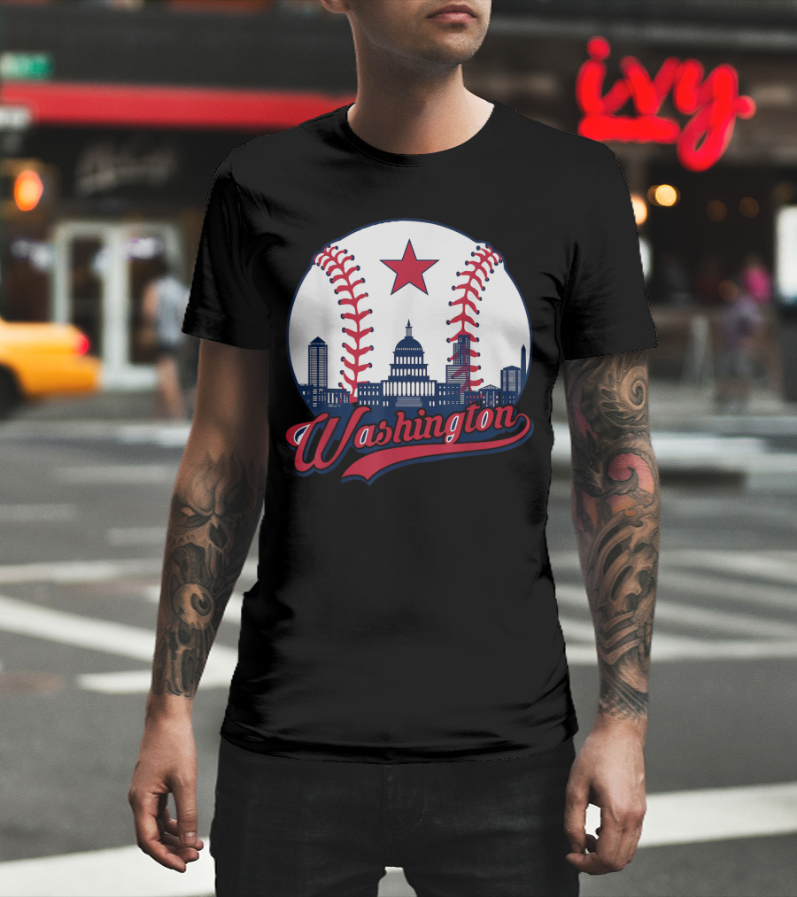 Washington Nationals Baseball Cityscape Capitol Star T-Shirt