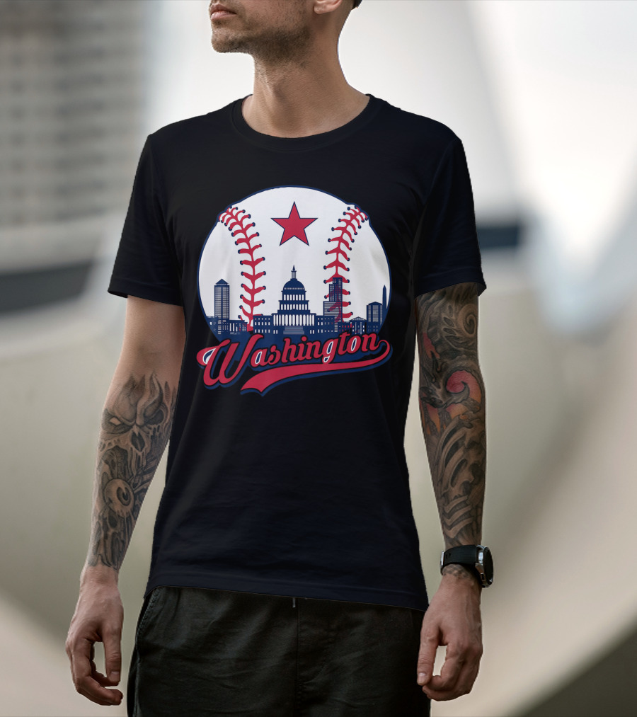 Washington Nationals Baseball Cityscape Capitol Star T-Shirt