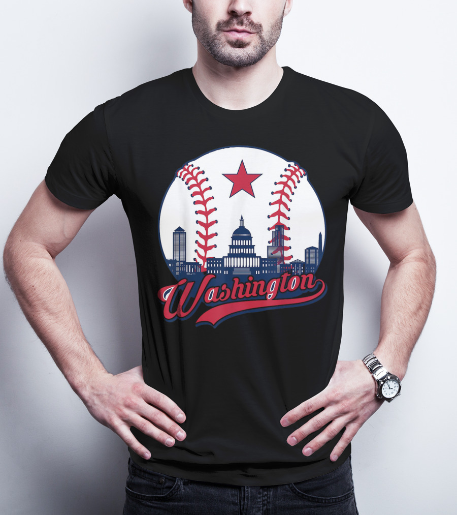 Washington Nationals Baseball Cityscape Capitol Star T-Shirt