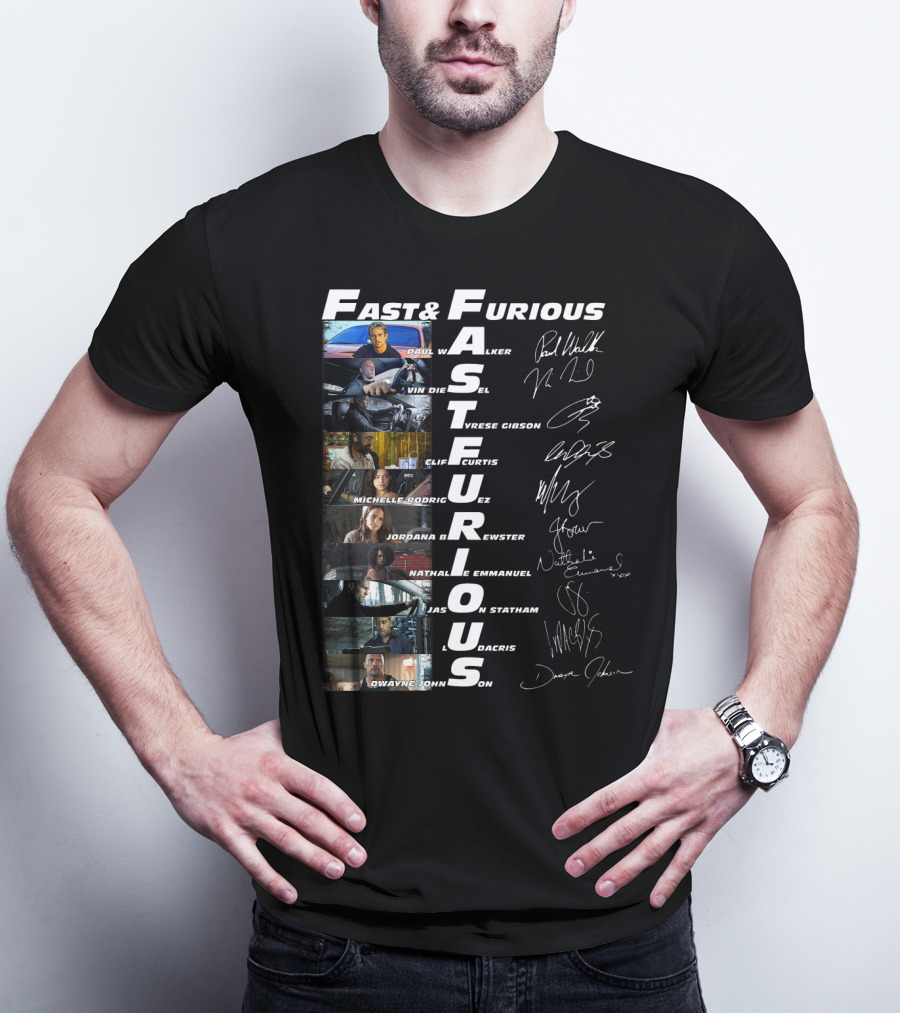 FAST AND FURIOUS PAUL WALKER VIN DIESEL TYRESE GIBSON MICHELLE RODRIGUEZ JORDANA BREWSTER NATHALIE EMMANUEL JASON STATHAM LUDACRIS DWAYNE JOHNSON T-Shirt