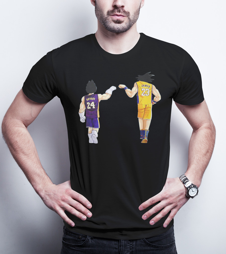 Vegeta And Goku In Kobe Bryant 24 And LeBron James 23 Basketball Jerseys T-Shirt