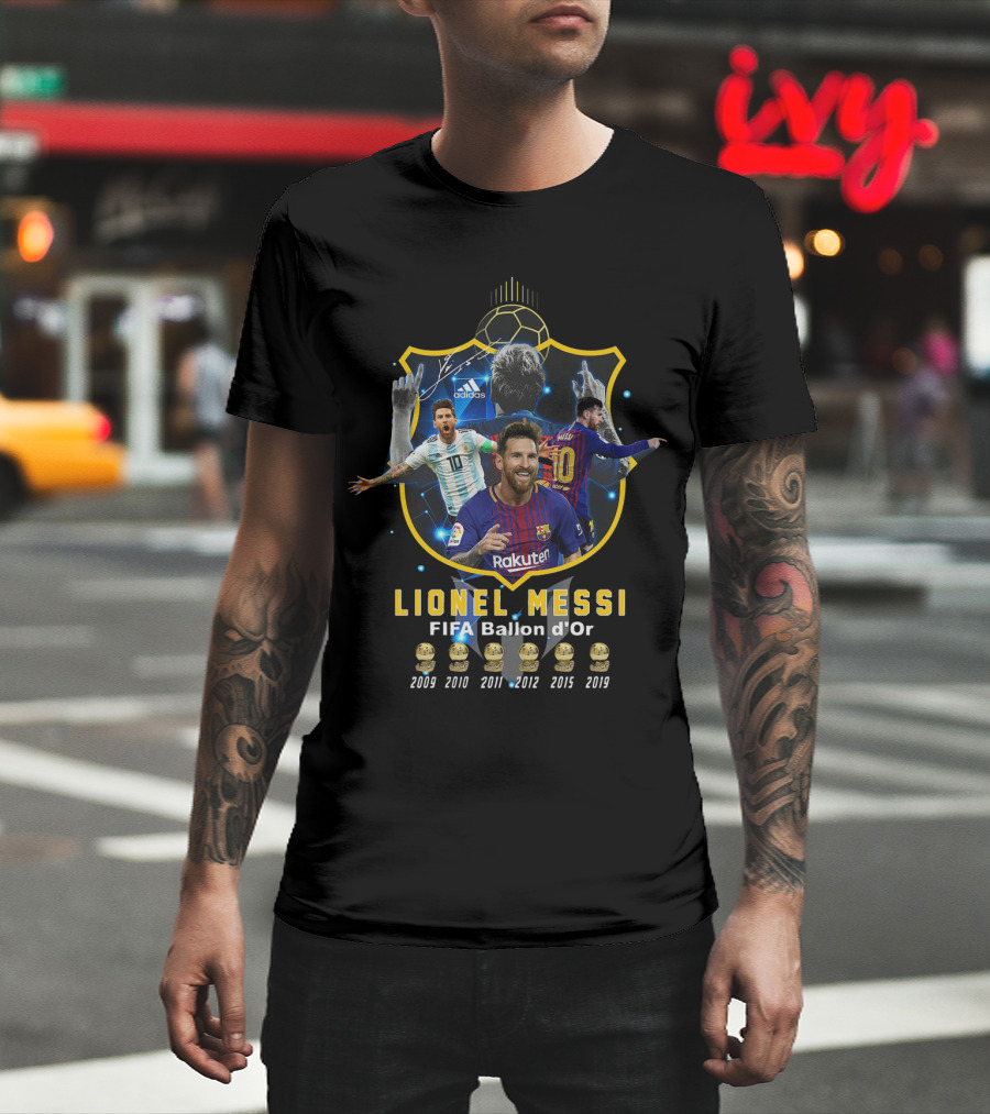 Lionel Messi Fifa Ballon D'or 2009 2010 2011 2012 2015 2019 T-Shirt